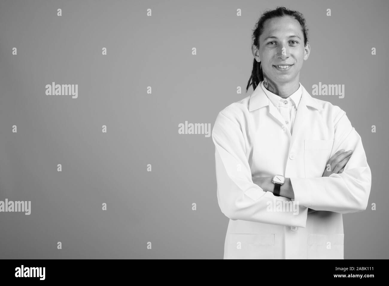 Young confident doctor in white Black and White Stock Photos & Images ...