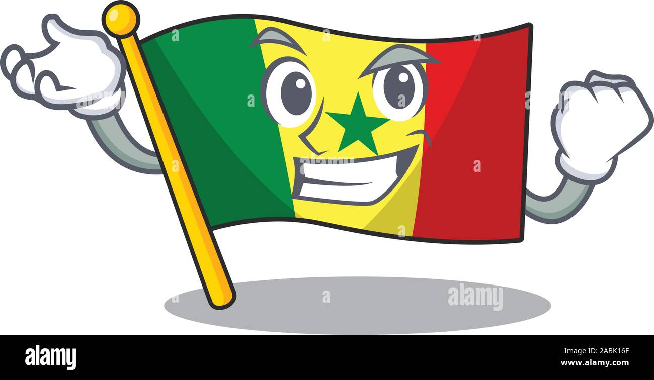Happy confident Successful Flag Senegal cartoon character style Stock ...