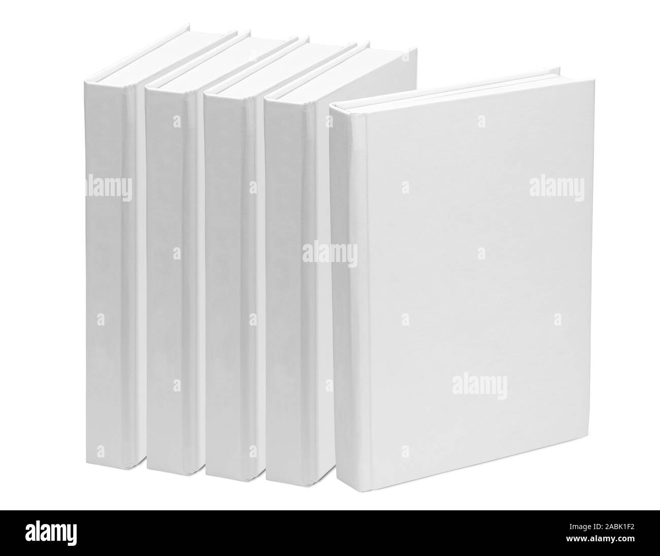 Five books. White paper book blank template isolated on white ...