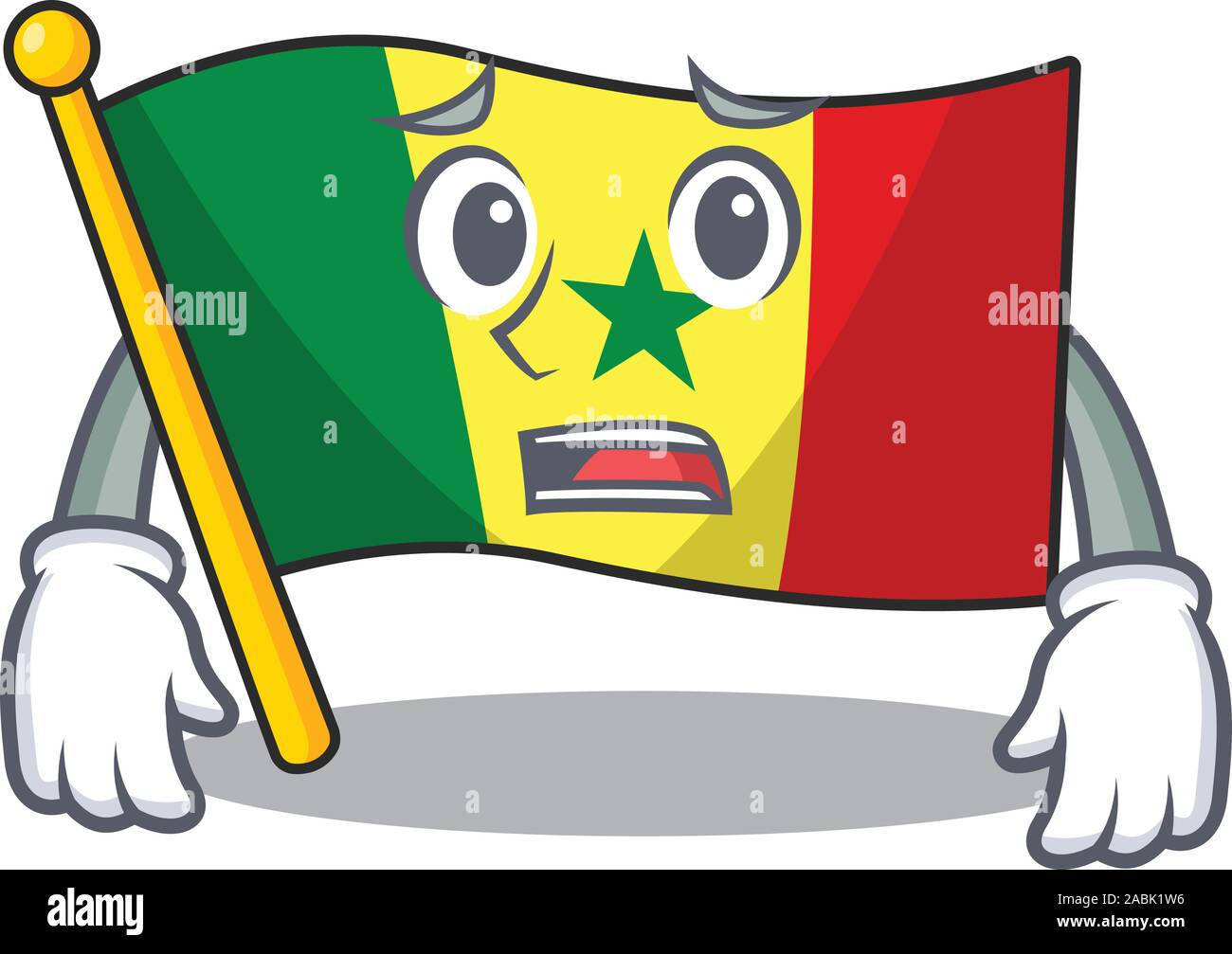 Flag Senegal Cartoon character showing afraid look face Stock Vector ...