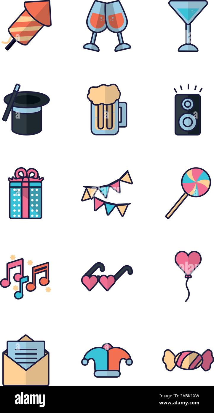 Isolated party icon set vector design Stock Vector Image & Art - Alamy