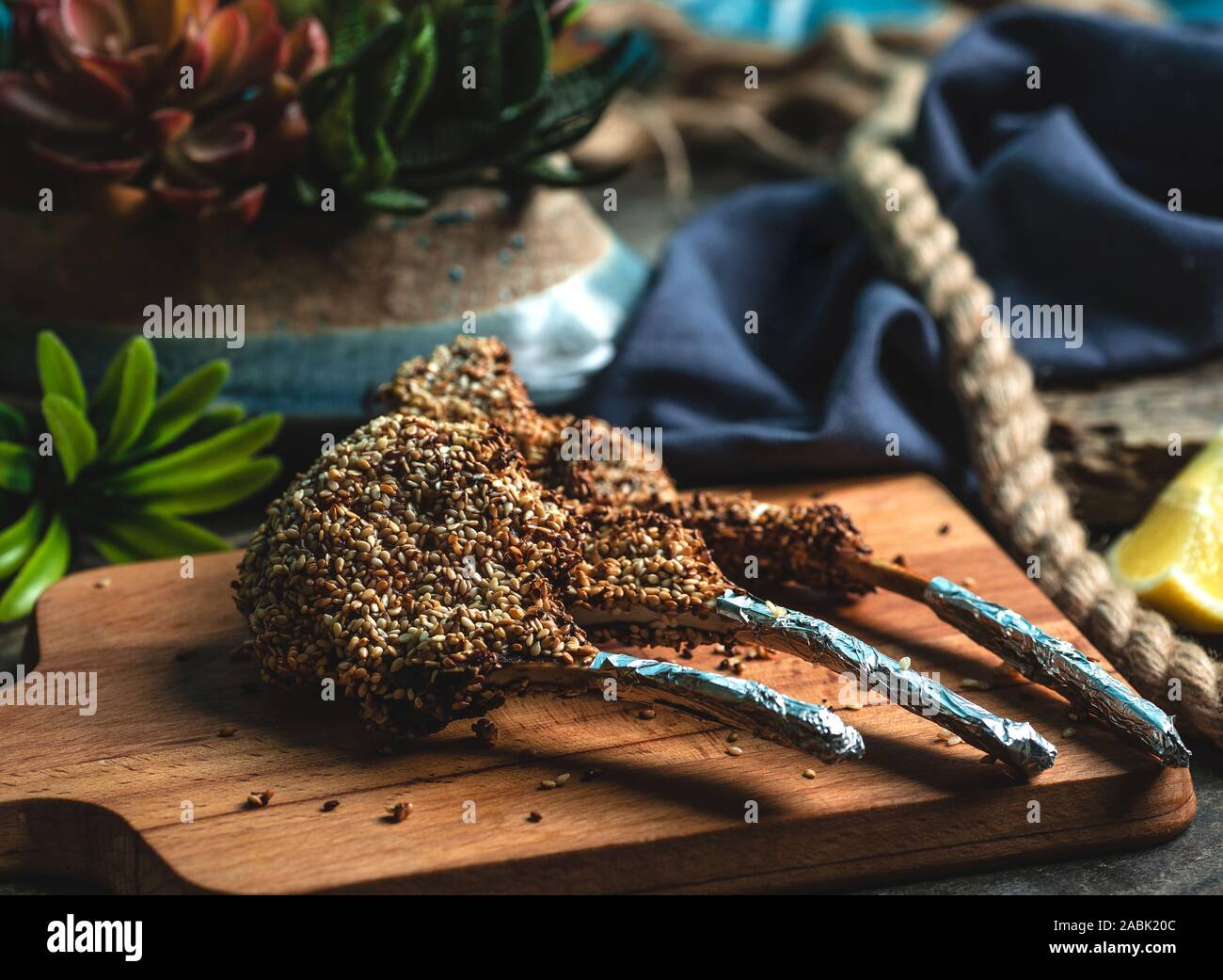 grilled ribs coated with sesame Stock Photo - Alamy