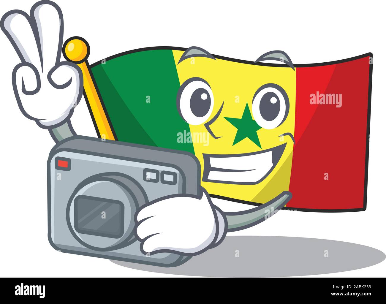 a professional Photographer Flag Senegal cartoon character with a ...