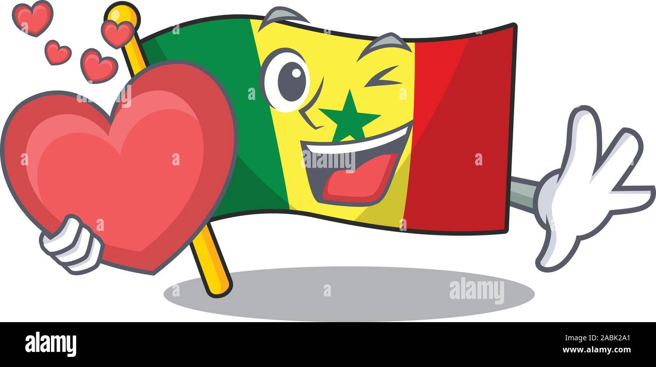 falling In love Happy cute Flag Senegal cartoon design Stock Vector ...