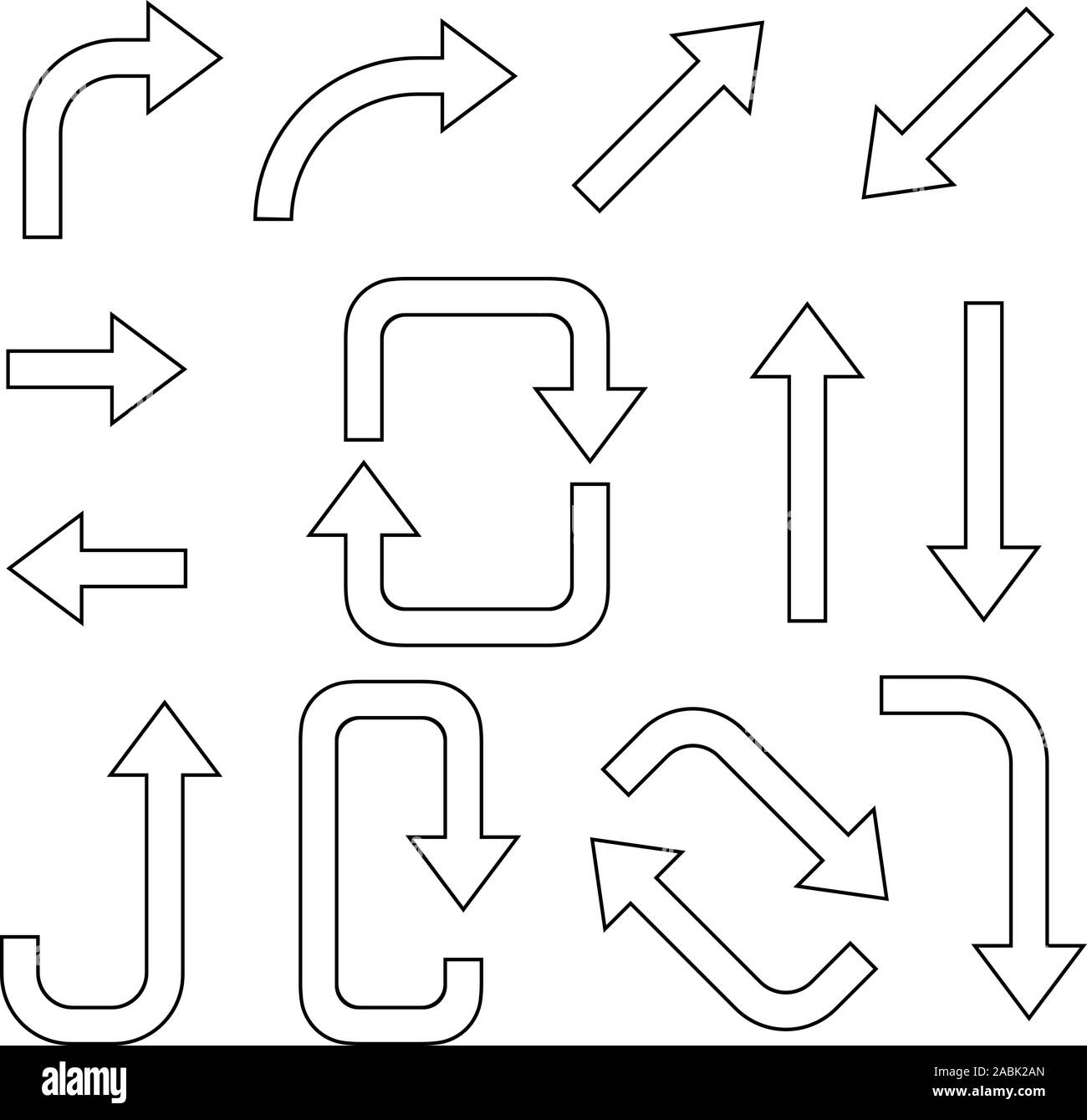 Arrows set. Outline hollow icons Stock Vector Image & Art - Alamy