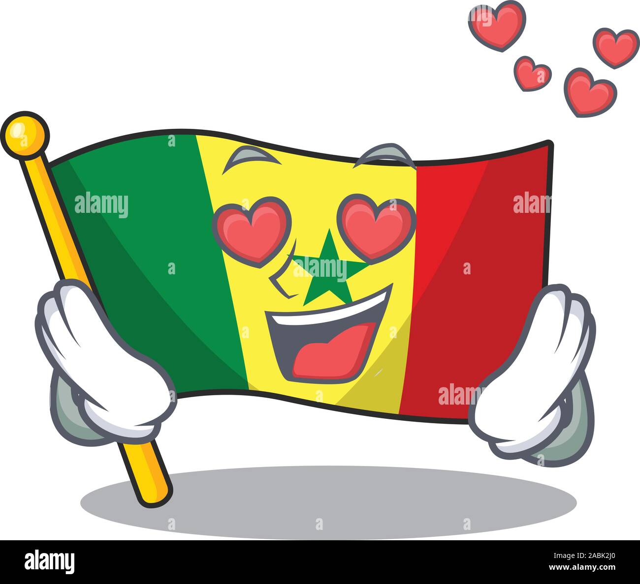 falling In love Happy cute Flag Senegal cartoon design Stock Vector ...