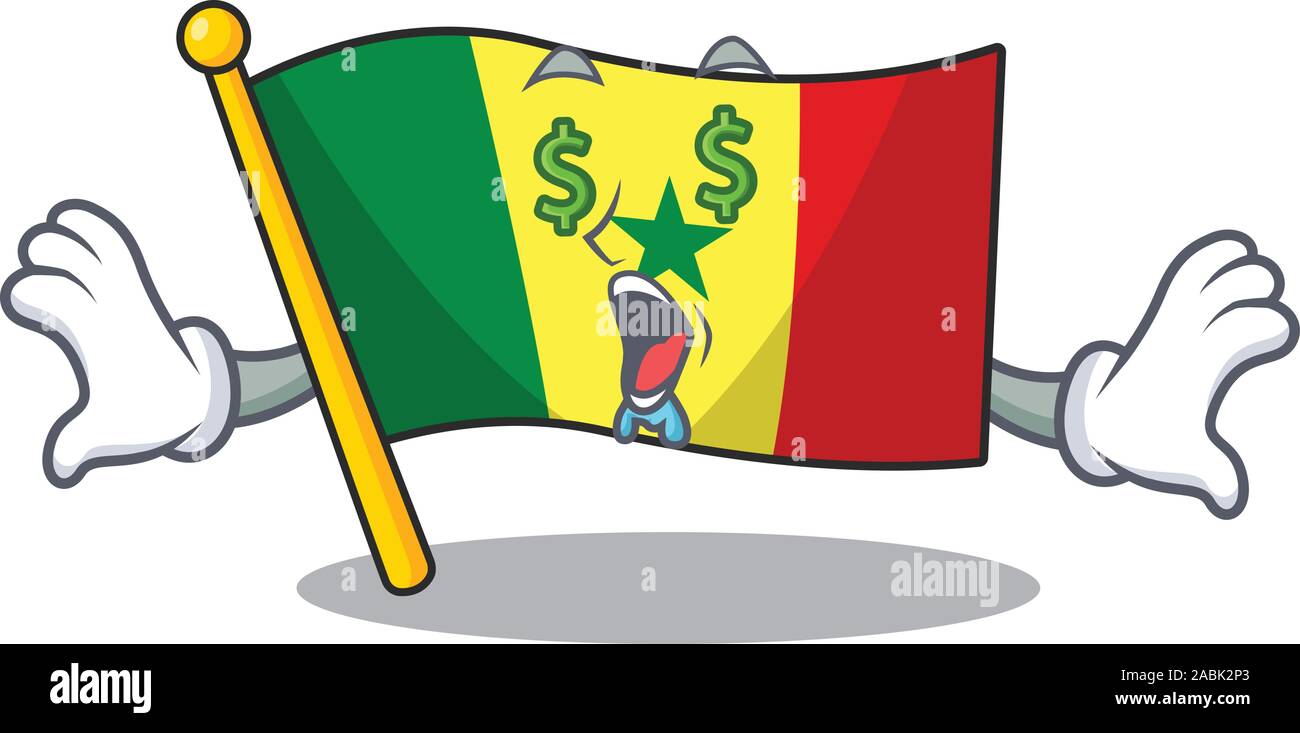 Flag Senegal with Money eye cartoon character style Stock Vector Image ...