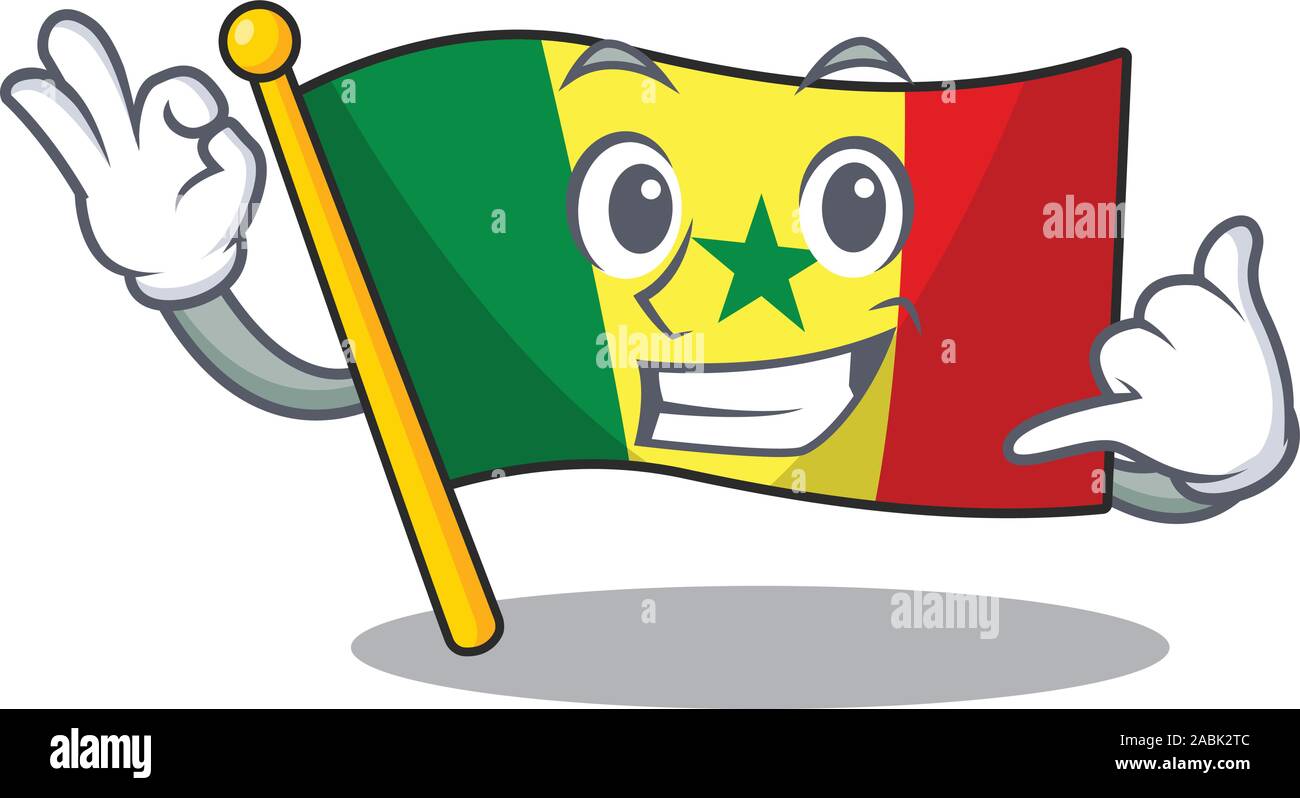Call me cute Flag Senegal mascot cartoon style Stock Vector Image & Art ...
