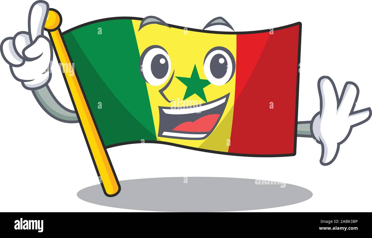 Finger Flag Senegal in mascot cartoon character style Stock Vector ...