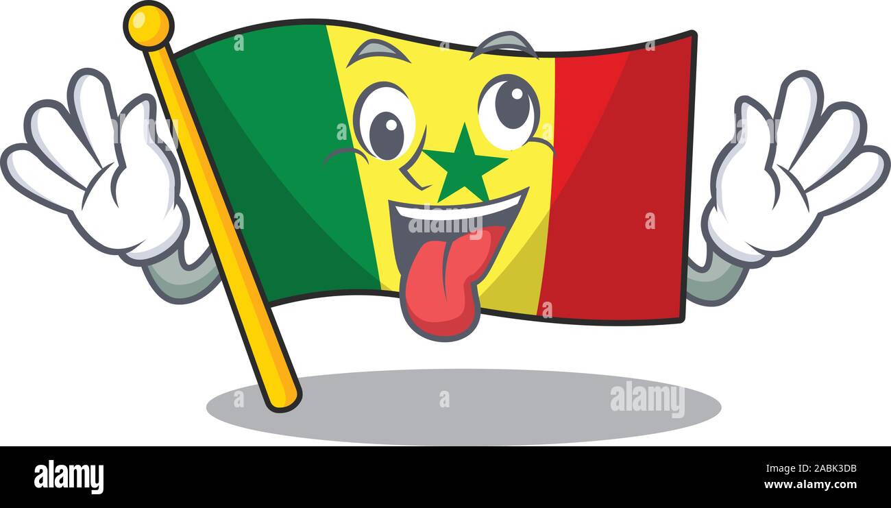 Mascot illustration of crazy expression Flag Senegal Cartoon character ...
