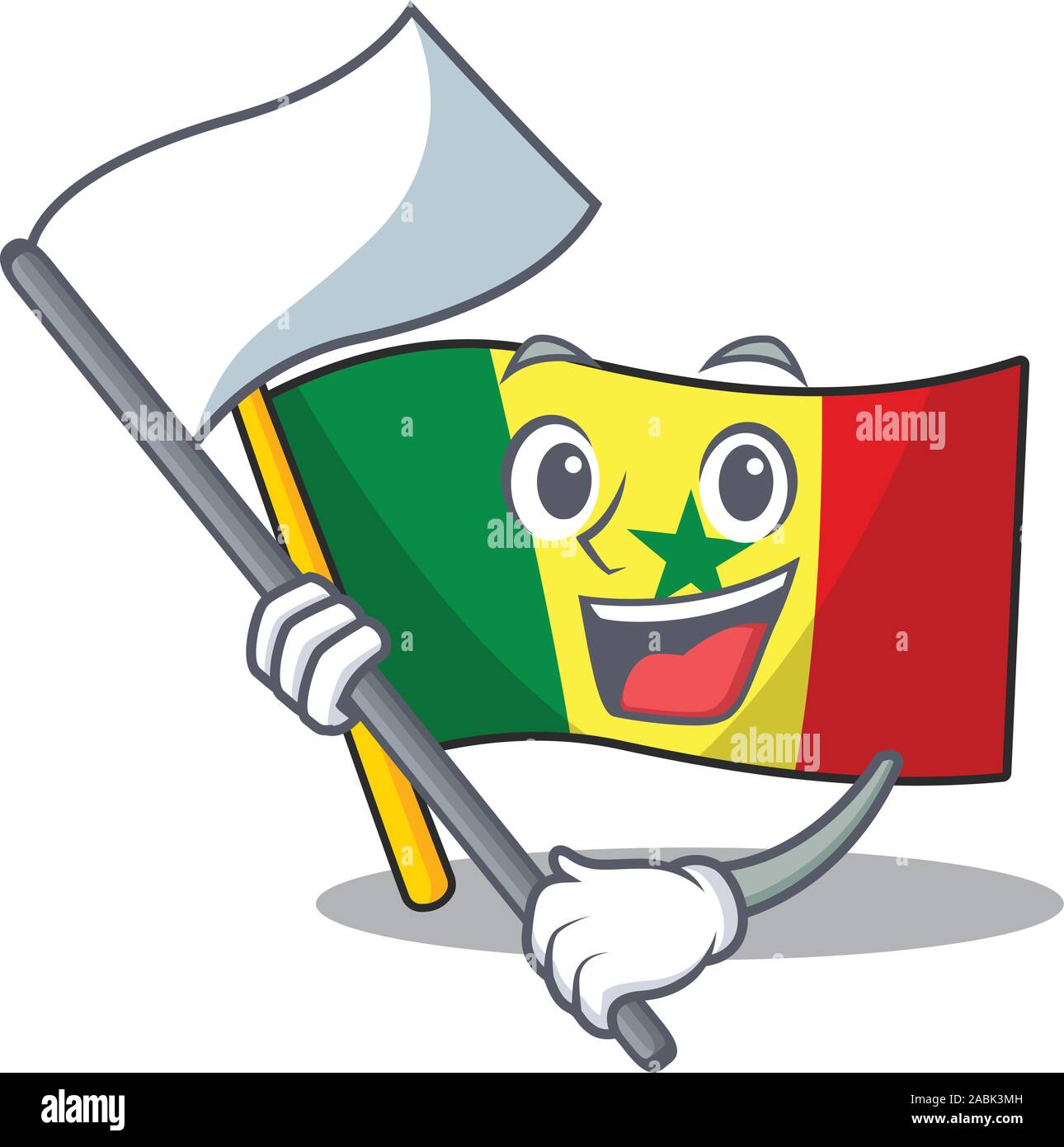 cute flag standing with Flag Senegal cartoon character style Stock ...