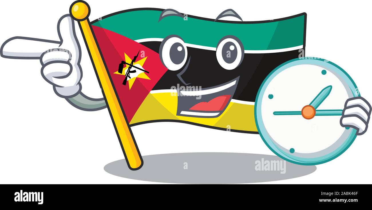 With clock smiling flag mozambique cartoon character style Stock Vector ...