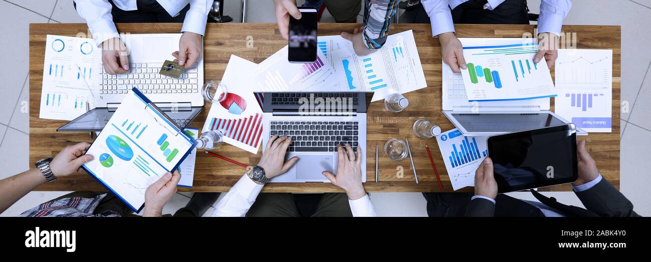 Group business people problem solution in office table Stock Photo - Alamy