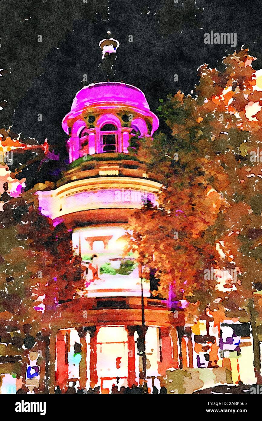 one of the historic buildings in central Paris at night in autumn Stock ...