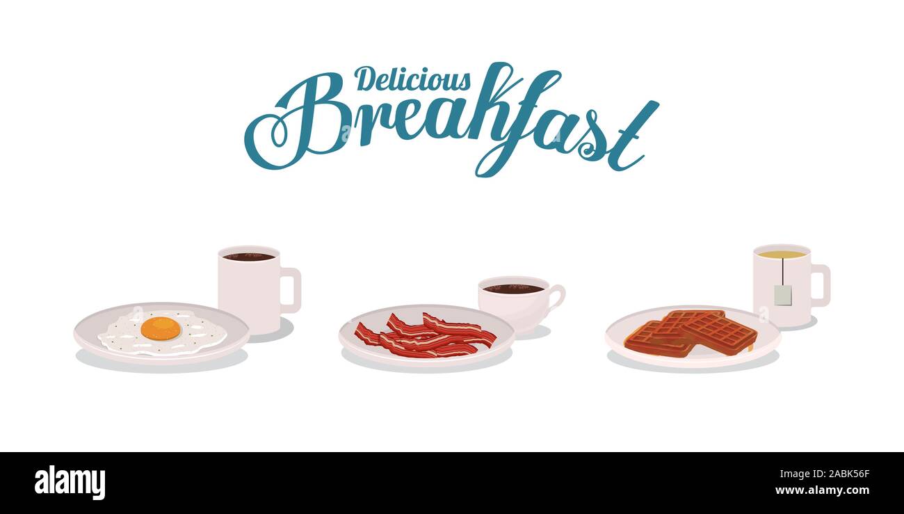 Breakfast egg bacon and waffle vector design Stock Vector Image & Art ...