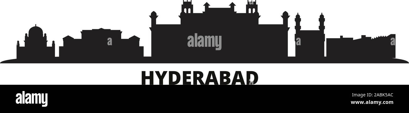 India, Hyderabad city skyline isolated vector illustration. India ...