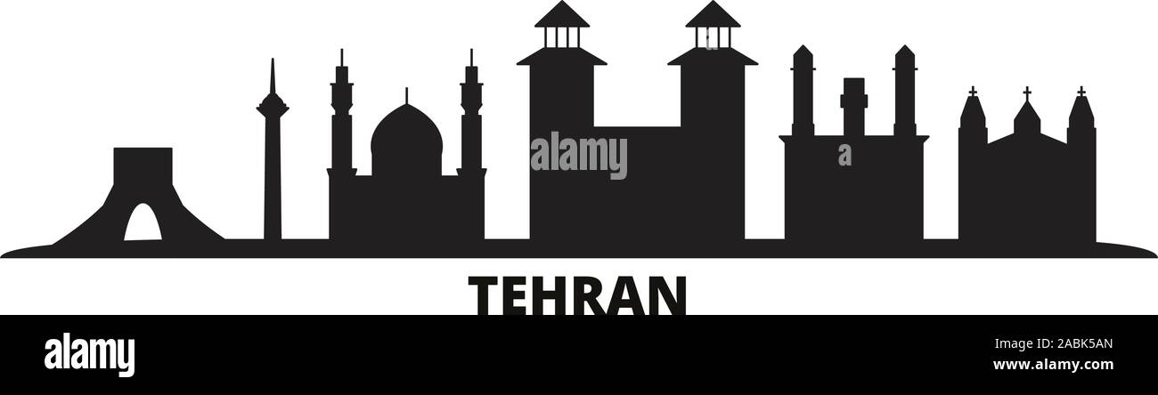 Iran, Tehran city skyline isolated vector illustration. Iran, Tehran ...