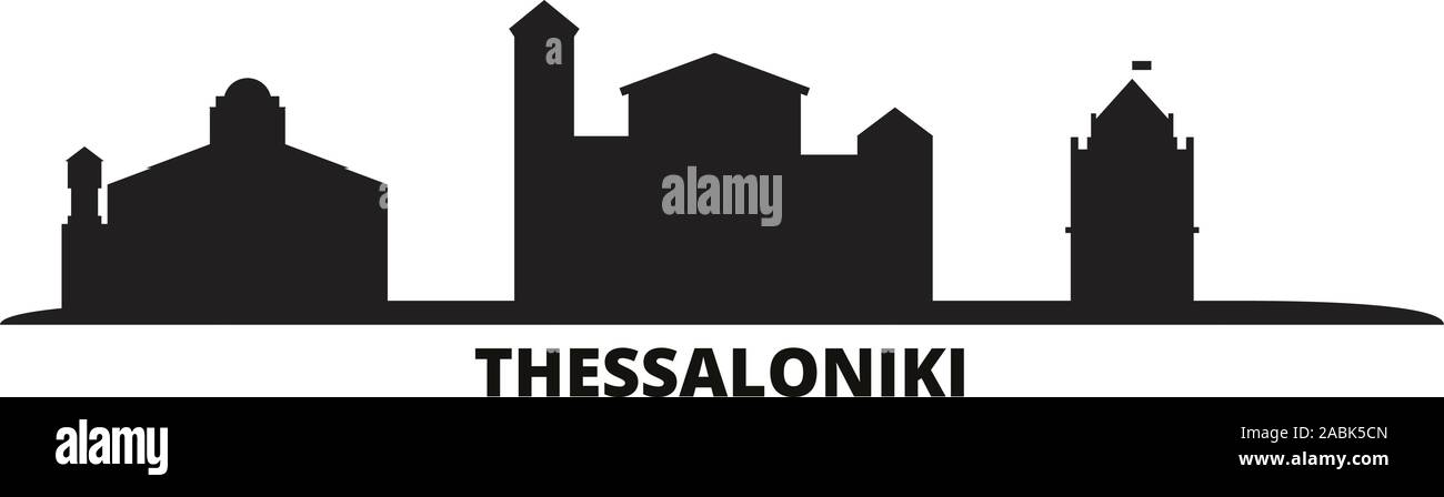 Greece, Thessaloniki city skyline isolated vector illustration. Greece ...