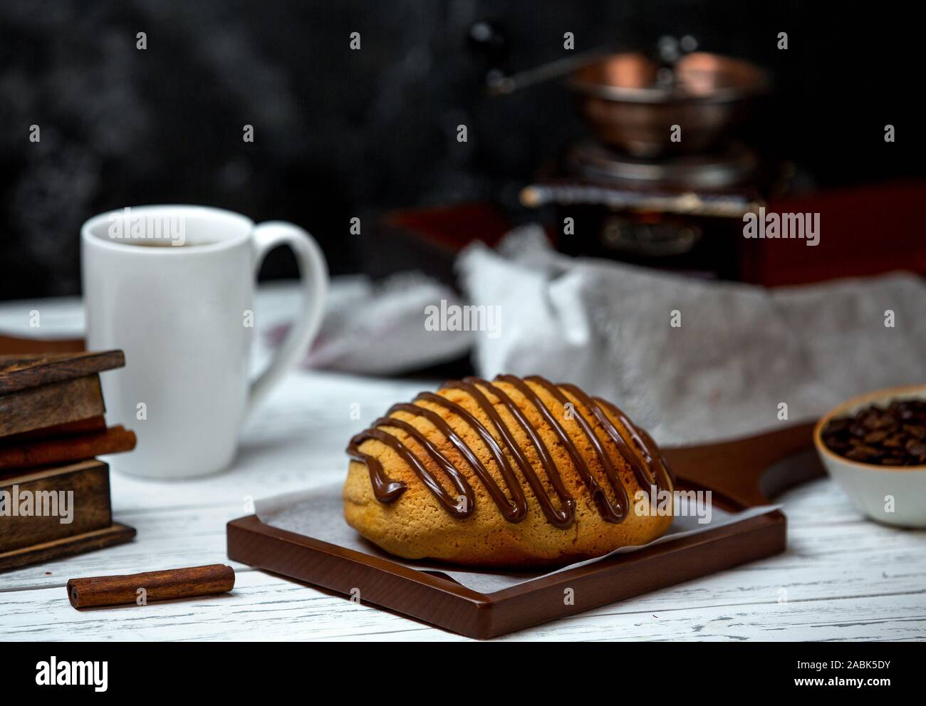 white bread topped with chocolate syrup Stock Photo - Alamy