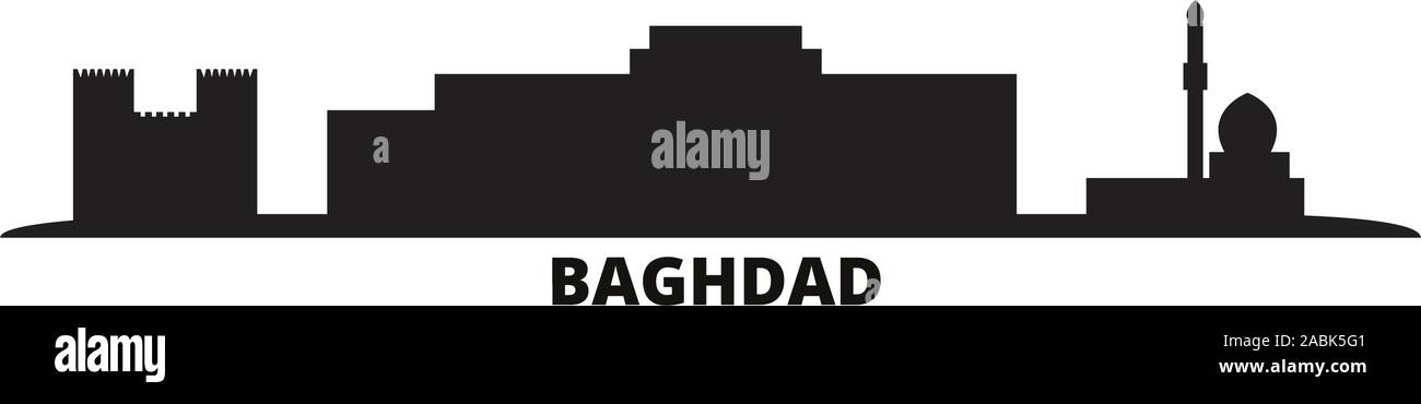 Iraq, Baghdad City city skyline isolated vector illustration. Iraq ...