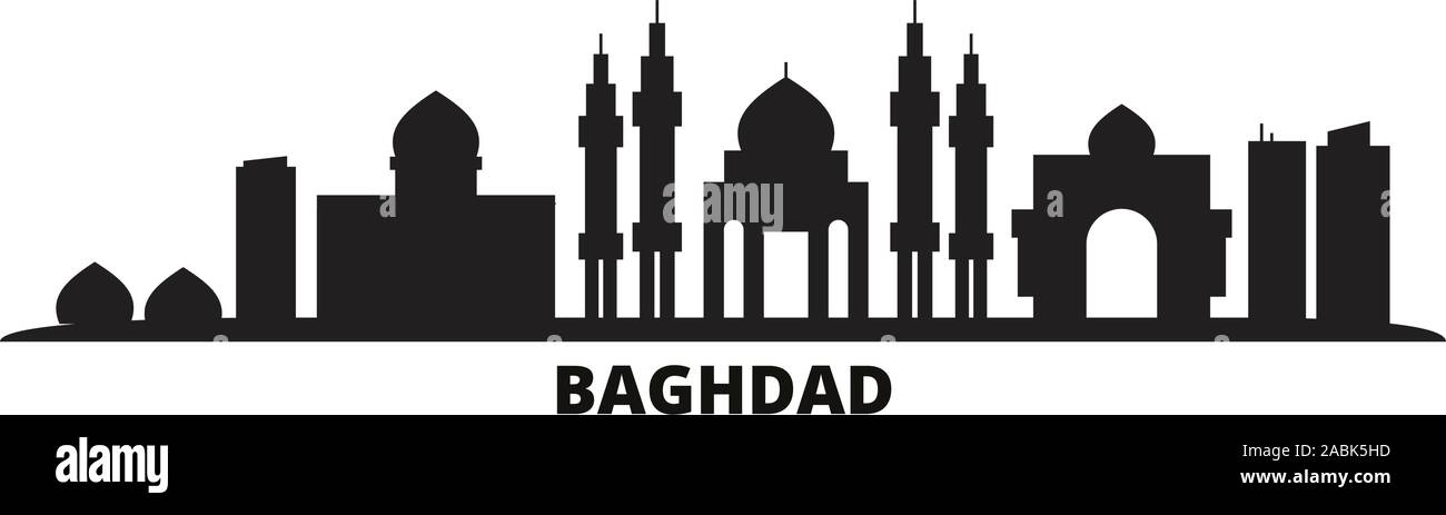 Iraq, Baghdad city skyline isolated vector illustration. Iraq, Baghdad ...