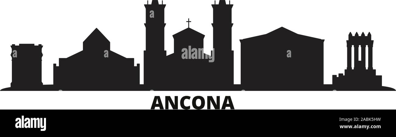 Italy, Ancona city skyline isolated vector illustration. Italy, Ancona ...