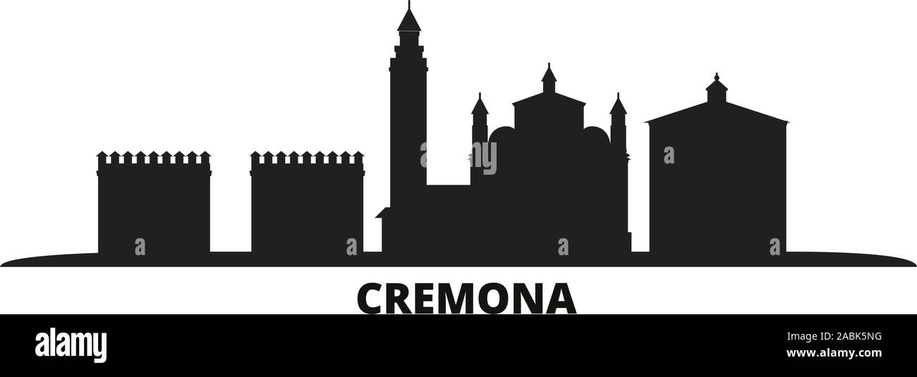 Italy, Cremona city skyline isolated vector illustration. Italy ...