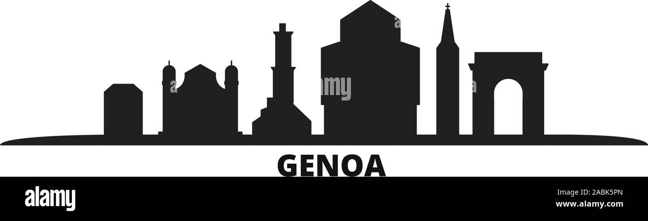 Italy, Genoa city skyline isolated vector illustration. Italy, Genoa ...
