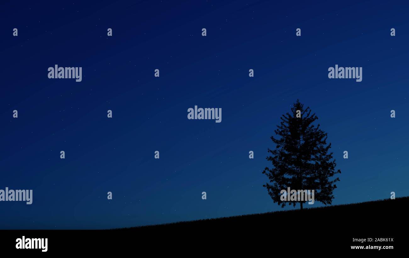 Tree At Night Background 3D Rendering Stock Photo - Alamy
