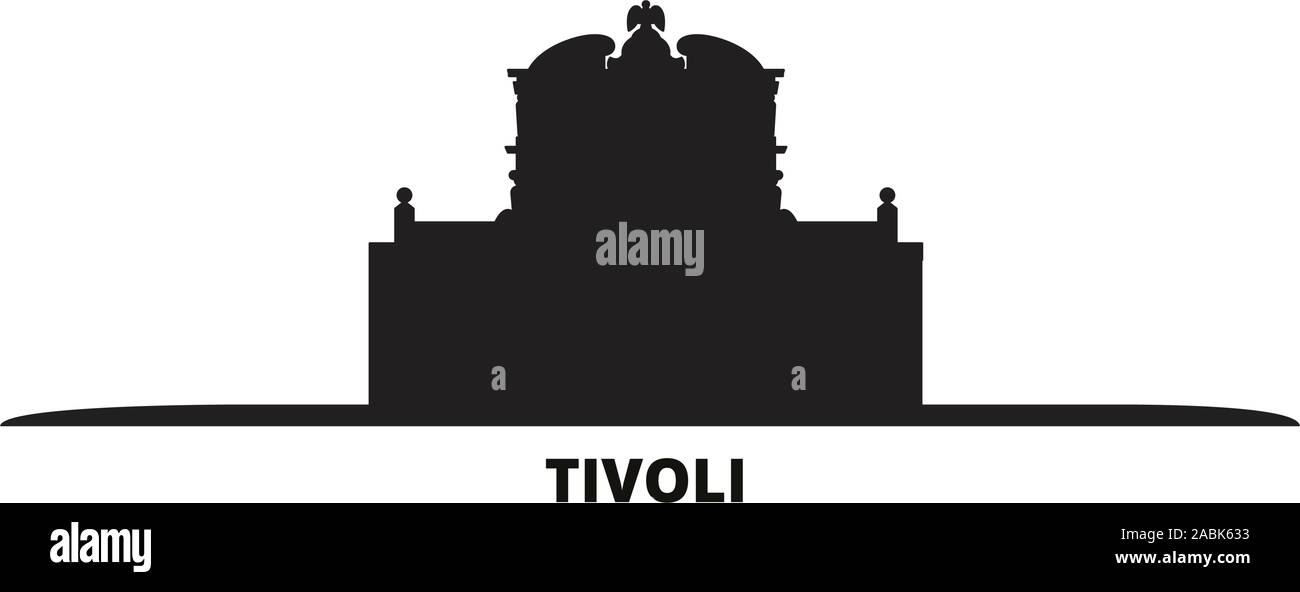 Italy, Tivoli, Villa D'este city skyline isolated vector illustration ...
