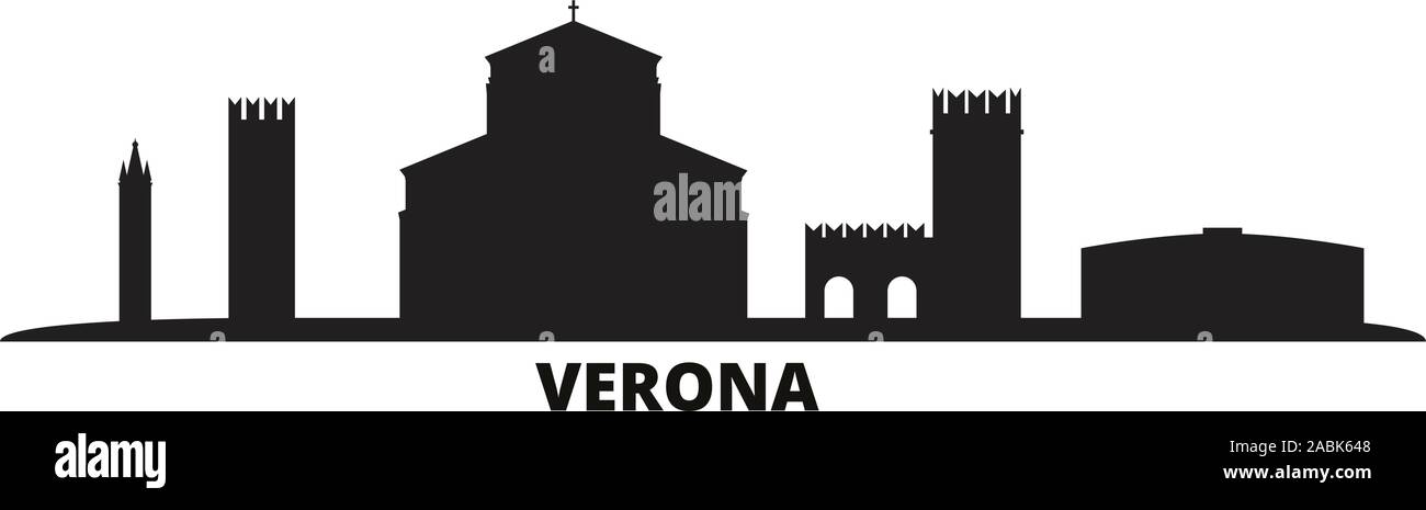 Italy, Verona city skyline isolated vector illustration. Italy, Verona ...