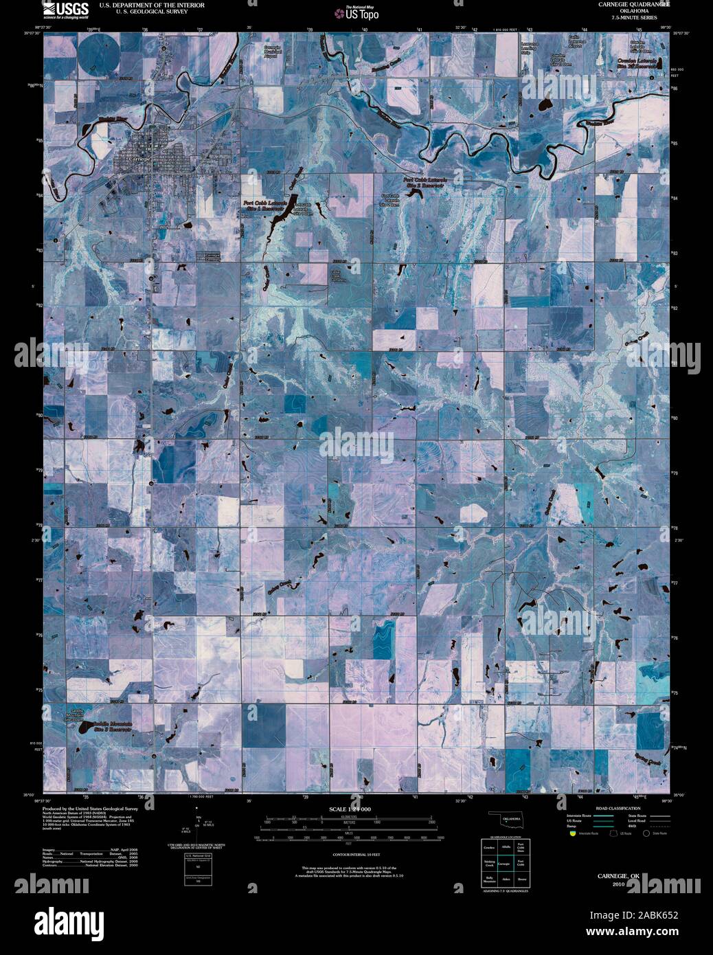 USGS TOPO Map Oklahoma OK Carnegie 20100329 TM Inverted Restoration ...