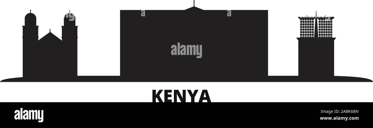 Kenya city skyline isolated vector illustration. Kenya travel cityscape ...