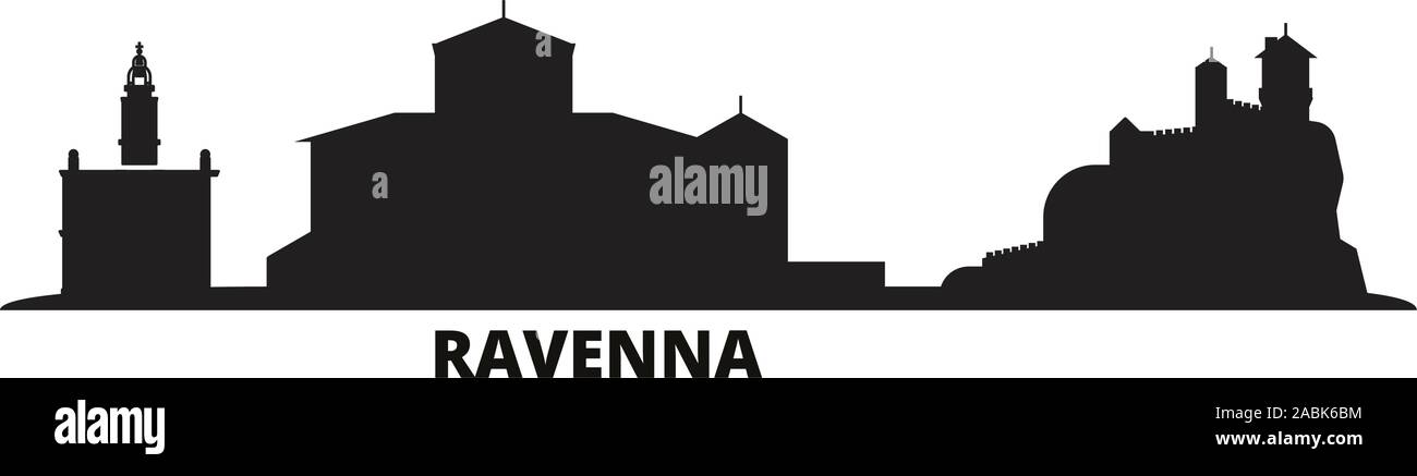 Italy, Ravenna city skyline isolated vector illustration. Italy ...