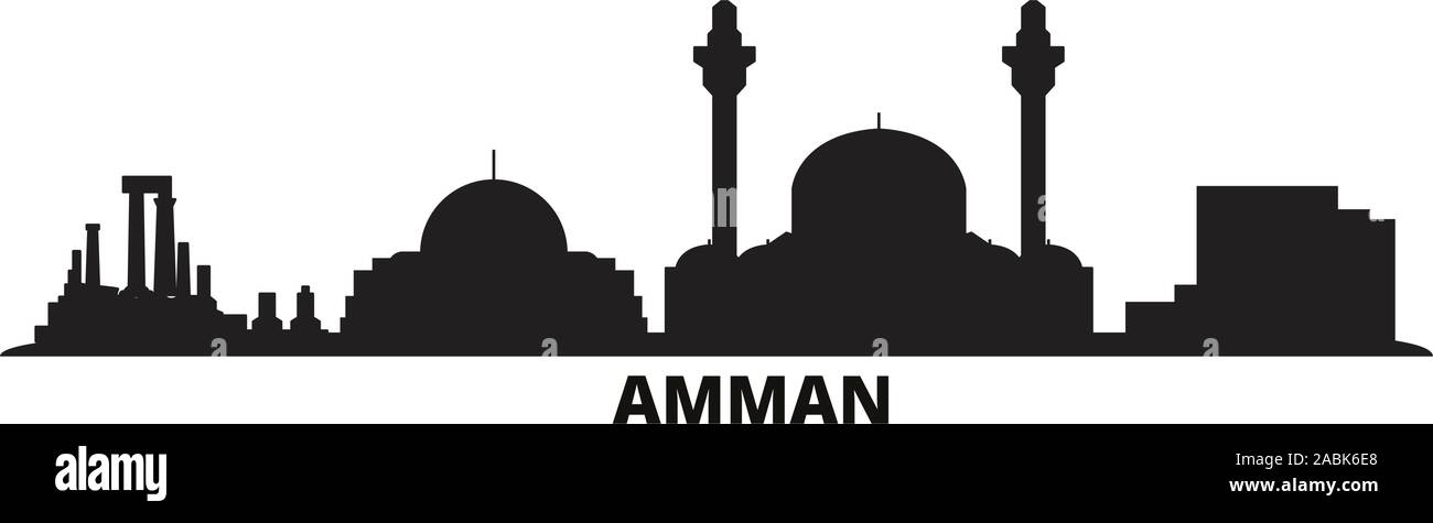 Jordan, Amman city skyline isolated vector illustration. Jordan, Amman ...