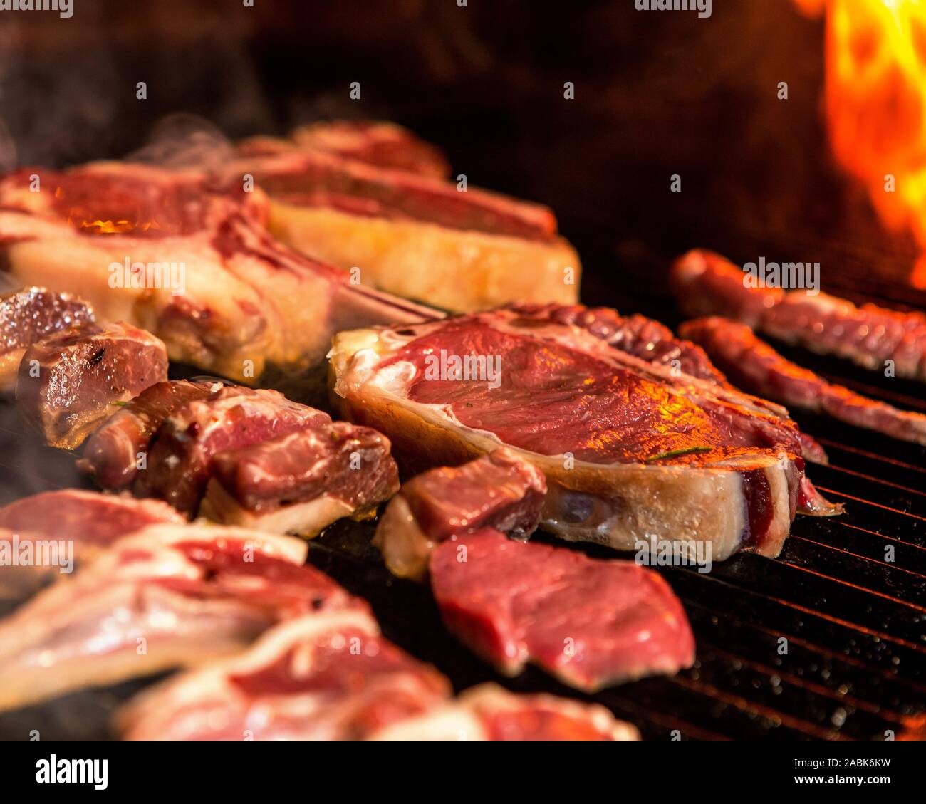 raw meat cooked on grill 1 Stock Photo - Alamy