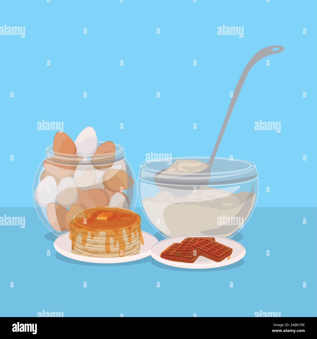 Breakfast eggs waffles and pancakes vector design Stock Vector Image ...