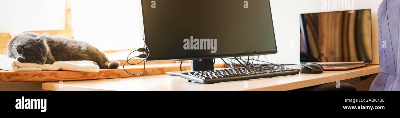 Working place with IT equipment at home is used as homebase office ...