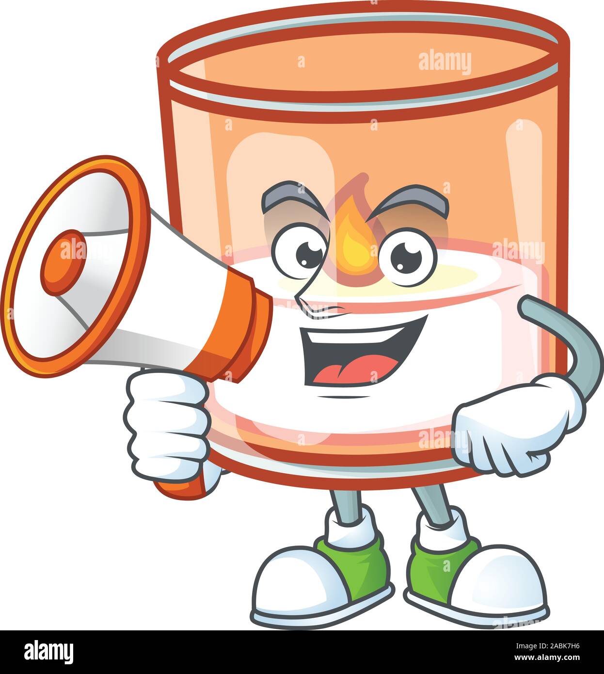 Funny cartoon style of candle in glass with megaphone Stock Vector ...