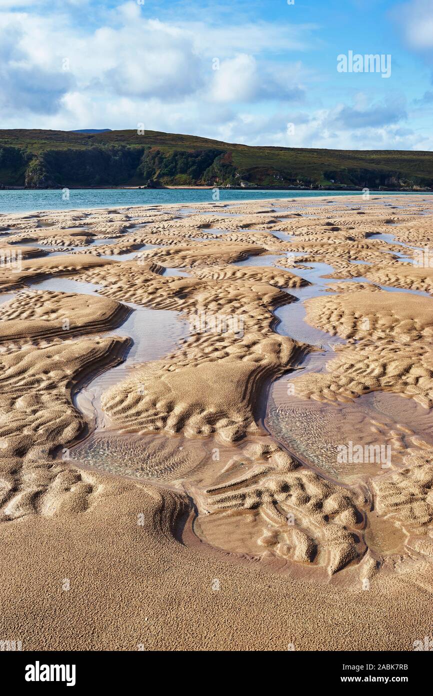 Patterns in sand at low tide, Kyle of Durness, Durness, Sutherland ...