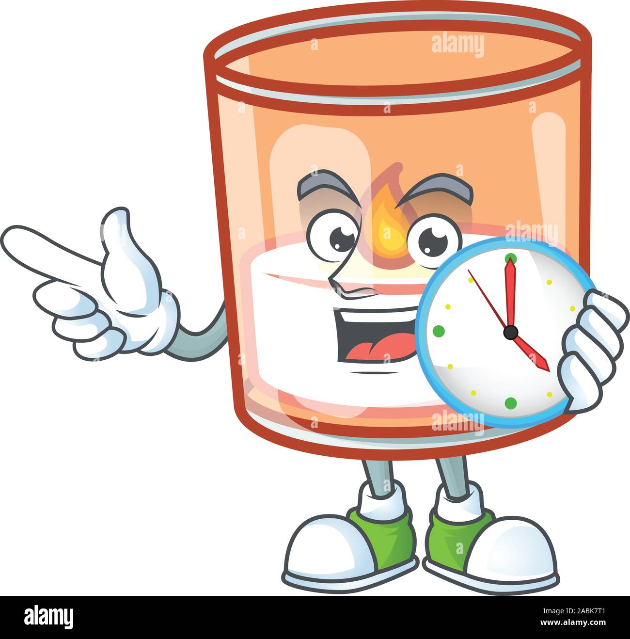 With clock smiling candle in glass cartoon mascot style Stock Vector ...