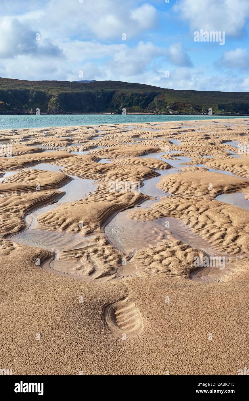 Patterns in sand at low tide, Kyle of Durness, Durness, Sutherland ...