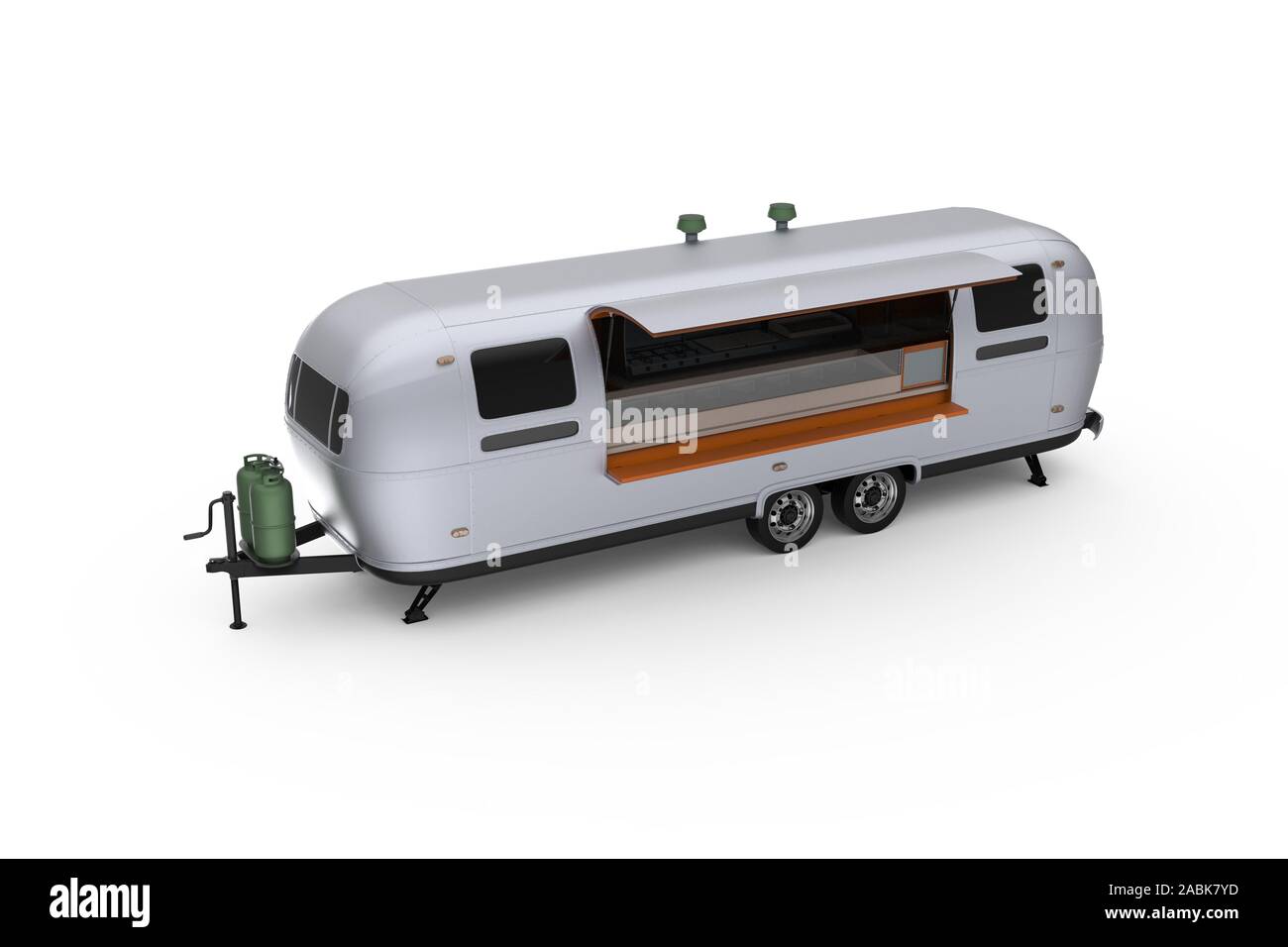 Generic Airstream caravan street food trailer isolated 3D Illustration ...