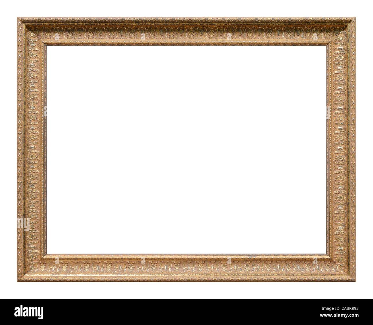 Antique Light gold frame isolated on the white background vintage style ...