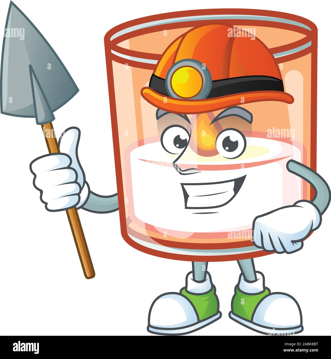 Cool Miner candle in glass cartoon mascot design style Stock Vector ...