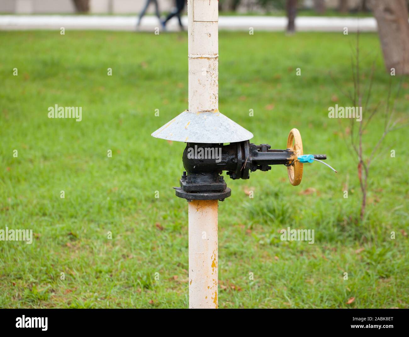 The gas pipeline runs on the street. There is a gate valve on the gas ...