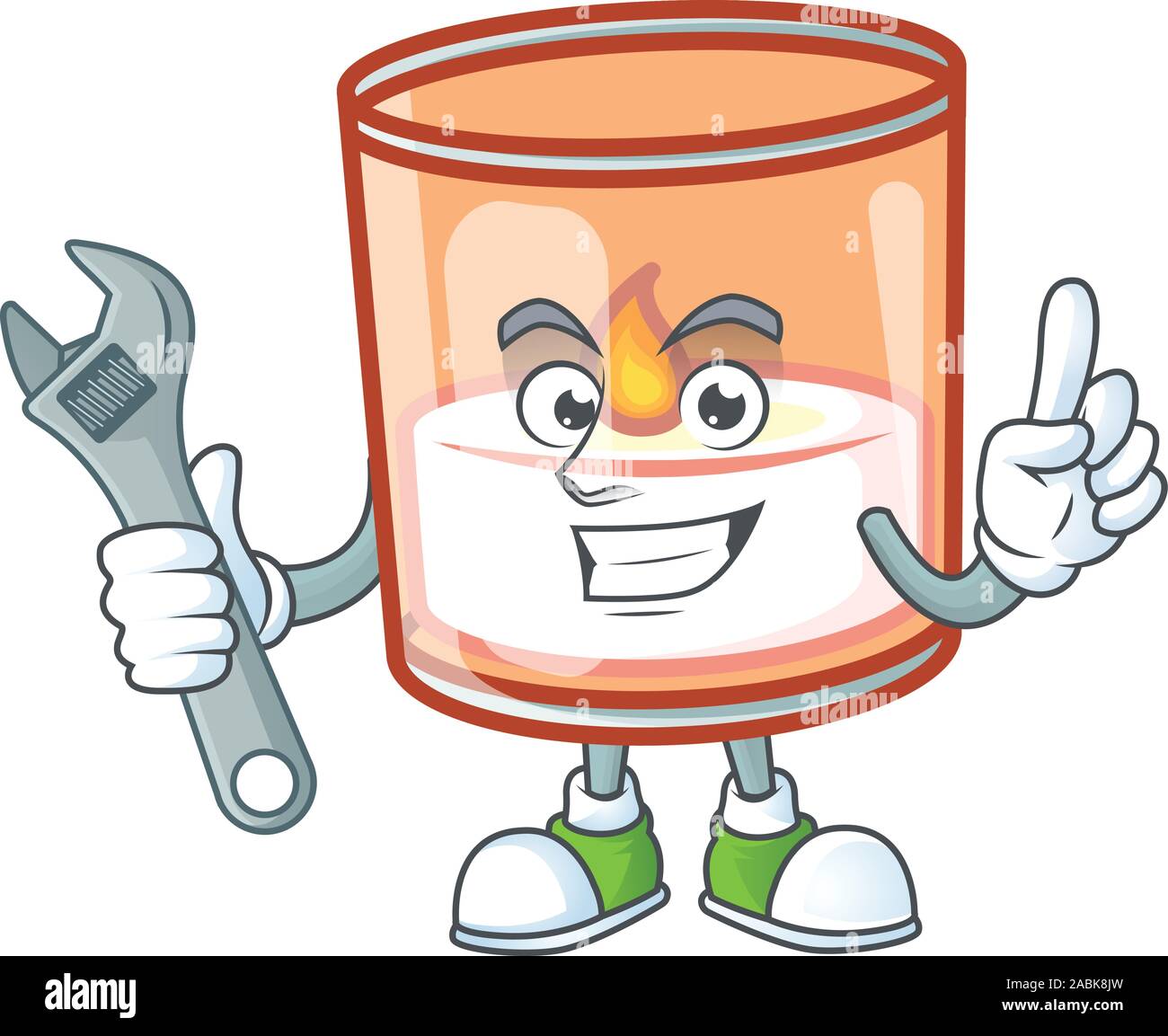 Professional Mechanic candle in glass mascot cartoon character style ...