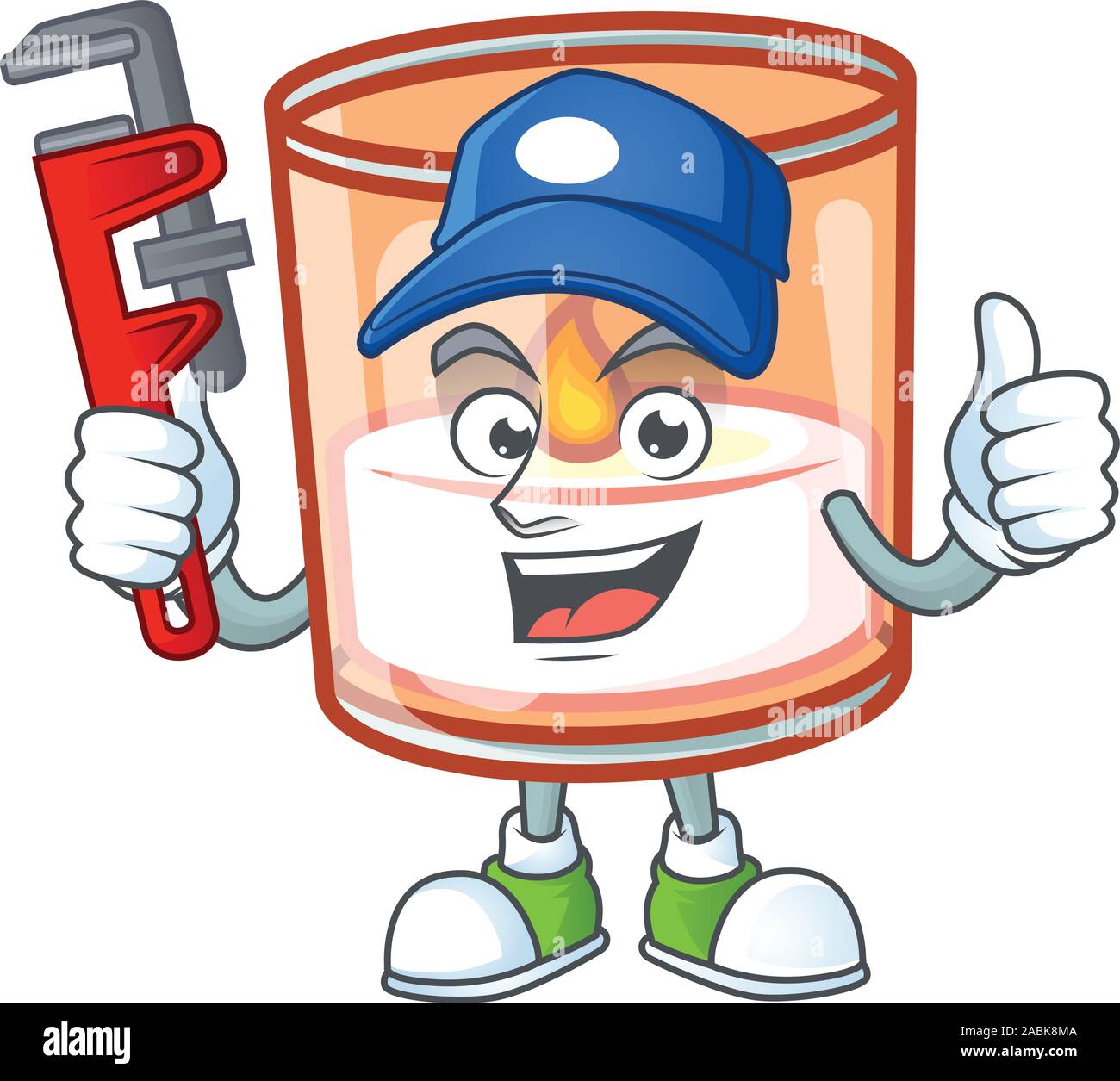 Plumber candle in glass on cartoon character mascot design Stock Vector ...