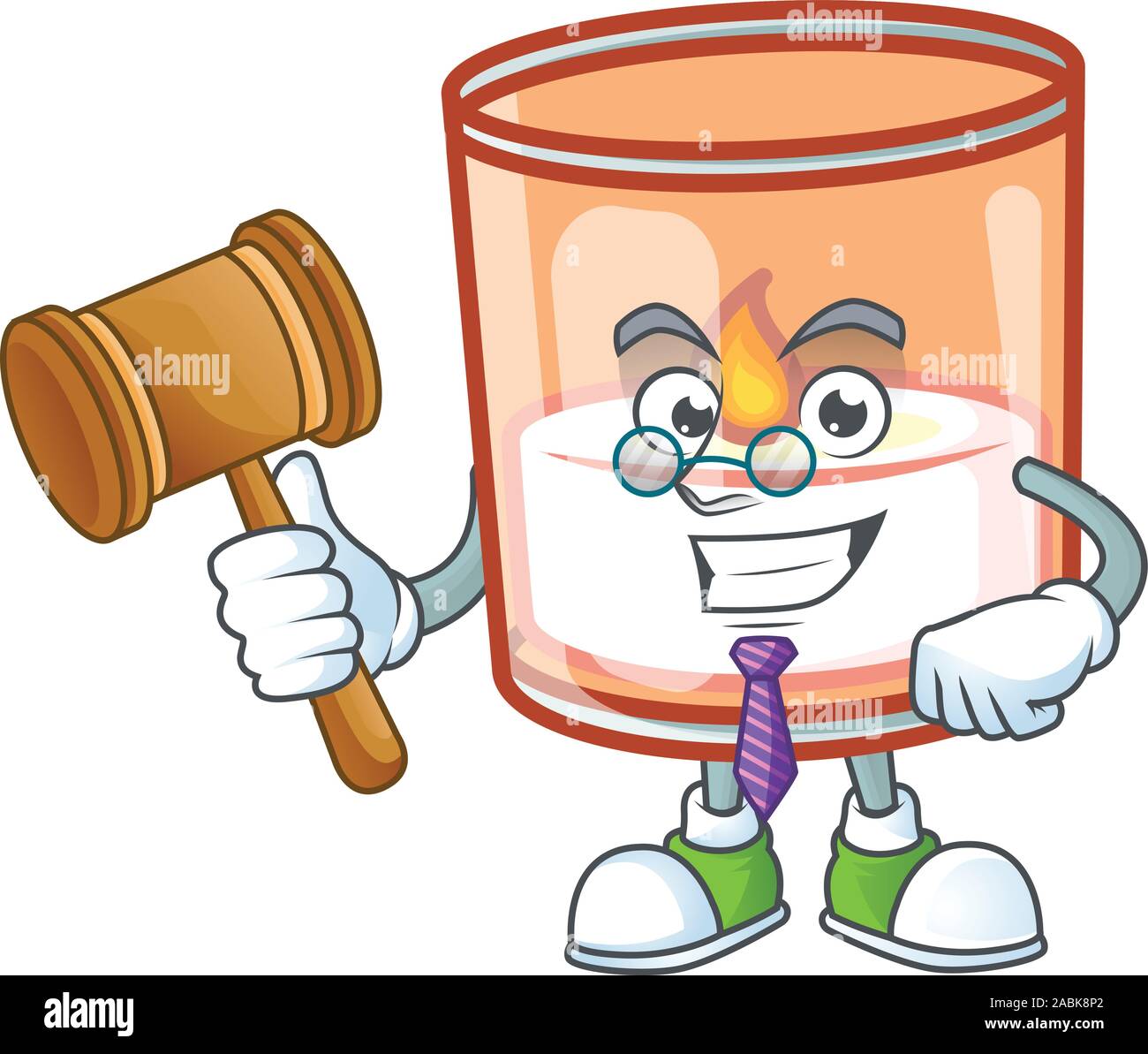 Smart judge candle in glass presented in cartoon character style Stock ...
