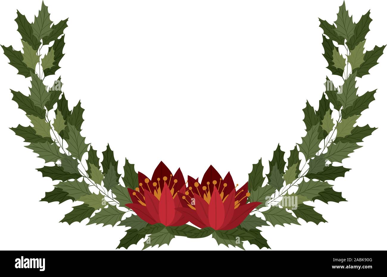 Winter flowers and leaves wreath vector design Stock Vector Image & Art ...